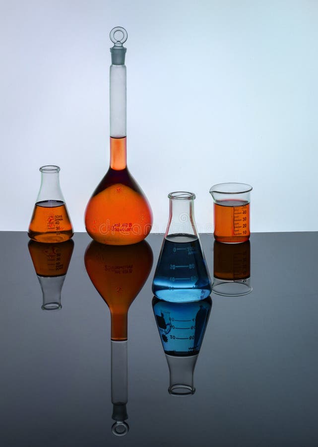 Laboratory Glassware Containing Colored Solutions Stock Photo - Image ...