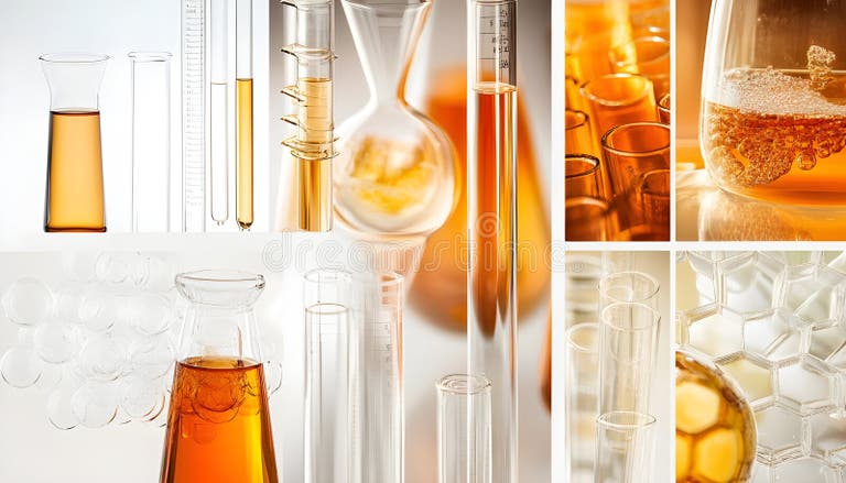 Laboratory Glassware. Different Flasks and Test Tubes with Samples ...