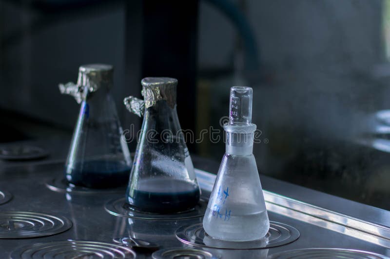 Laboratory Glassware on the Gas Burner. Chemical Laboratory Equipment ...