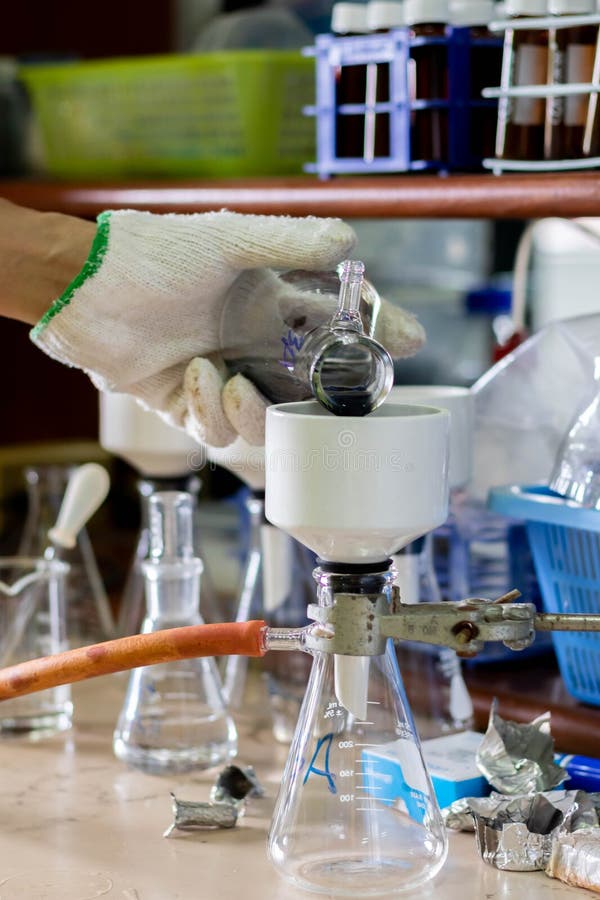 Laboratory Glassware with Green Liquid in a Science Research Laboratory ...