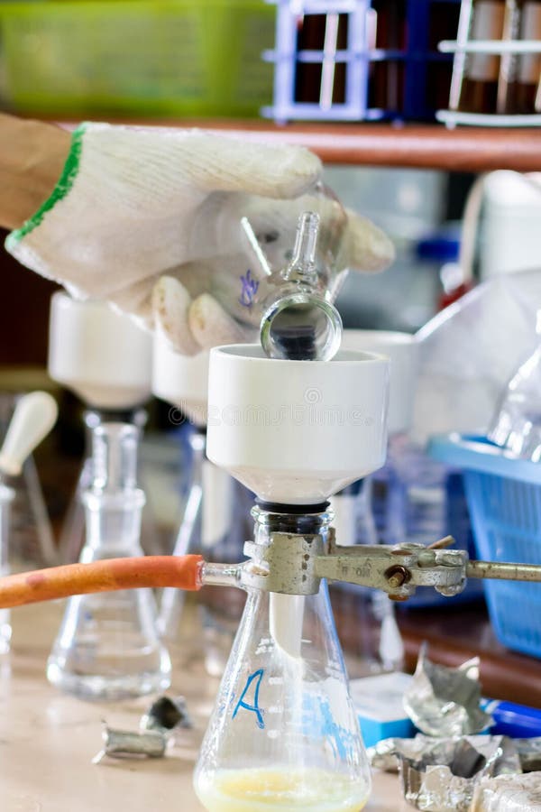 Laboratory Glassware with Green Liquid in a Science Research Laboratory ...