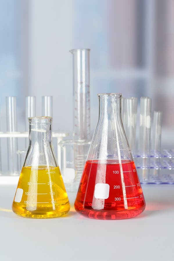 Laboratory Glassware on Lab Table Stock Image - Image of tubes ...