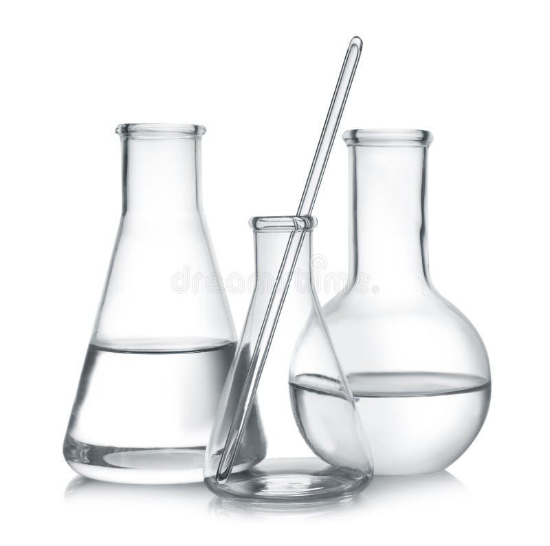 Laboratory Glassware with Liquid Samples Stock Photo - Image of liquid ...