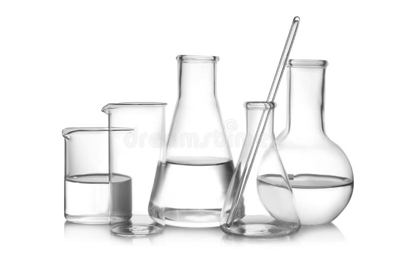 Laboratory Glassware with Liquid Samples Stock Image - Image of ...