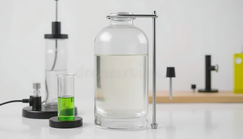 Laboratory Glassware with Liquid in Scientific Setup Generative AI ...