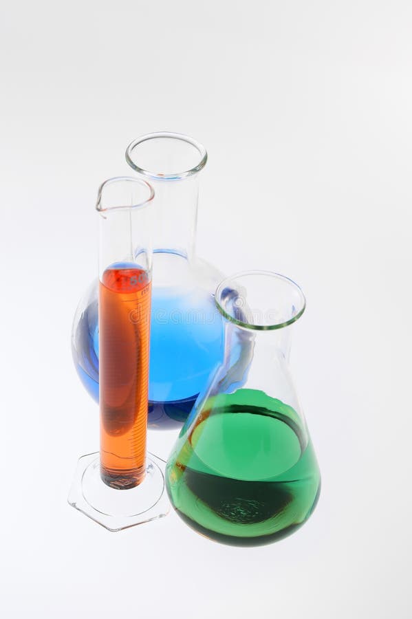 Laboratory Glassware with Multicolored Liquid Stock Photo - Image of ...