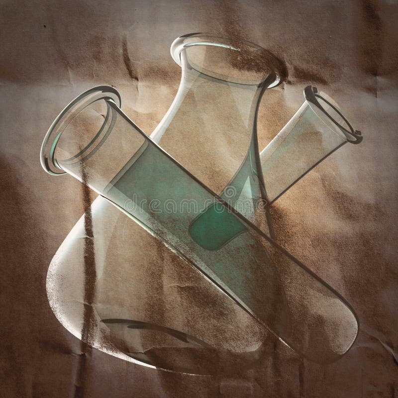 Laboratory Glassware Painted on Paper Stock Image - Image of liquid ...