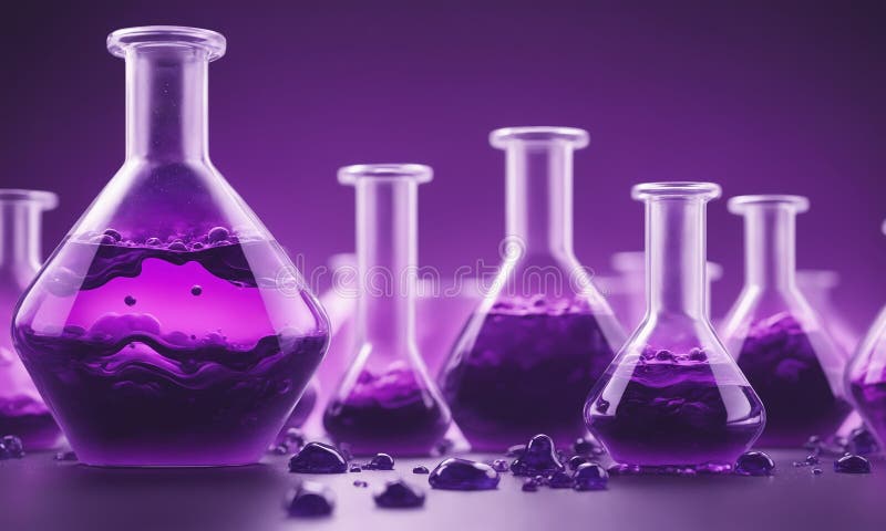Laboratory Glassware with Purple Liquid. Chemical Laboratory Research ...