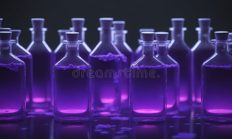 Laboratory Glassware with Purple Liquid. Chemical Laboratory Research ...
