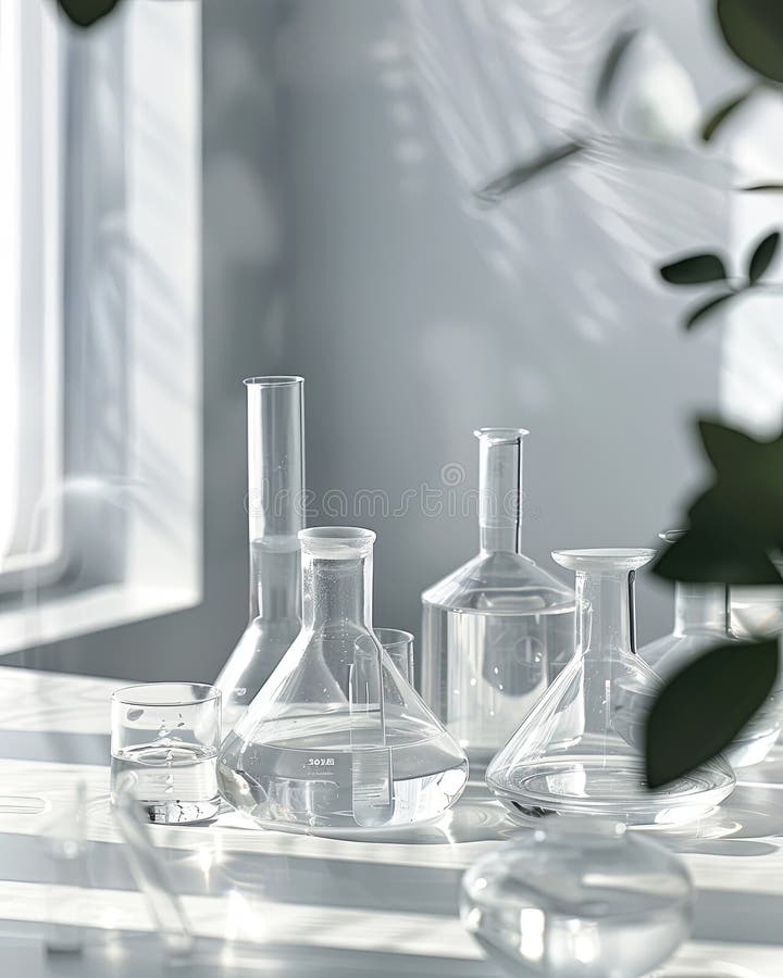 Laboratory Glassware with Samples on a Table in a Light-Filled Room ...