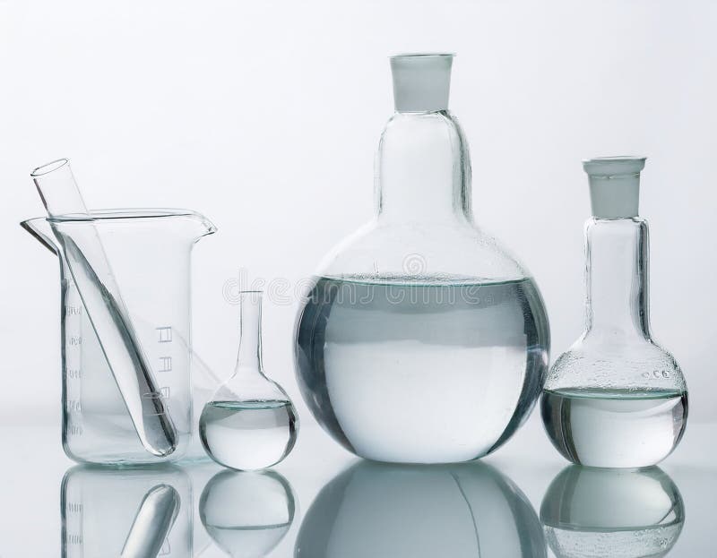 Laboratory Bottles - Test Tubes and Beakers - on White Stock ...