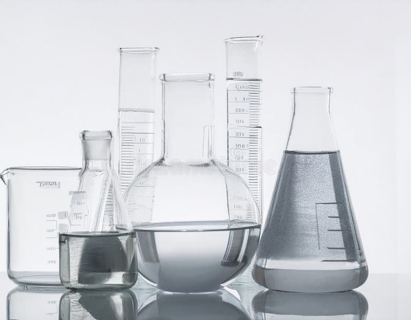 Laboratory Bottles - Test Tubes and Beakers - on White Stock ...
