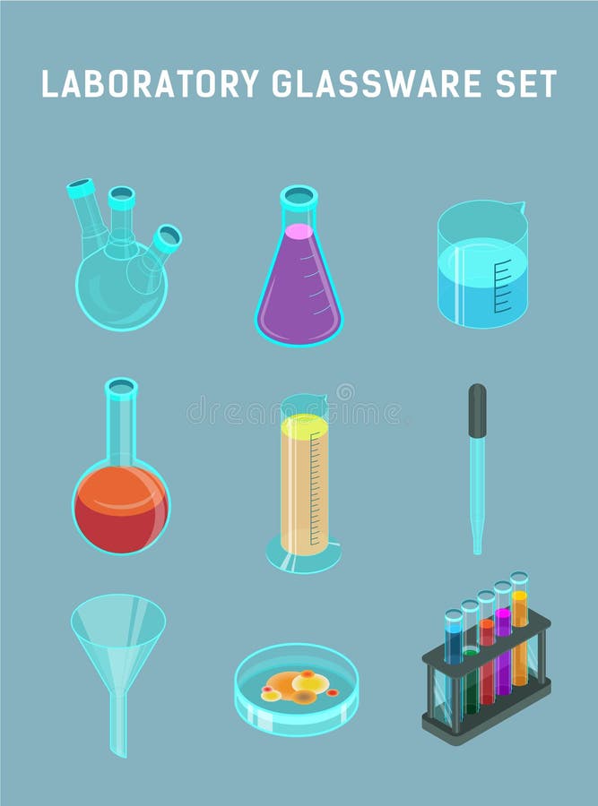Laboratory glassware set stock vector. Illustration of gray - 136106584