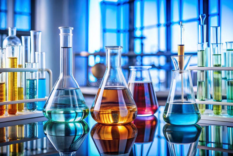 Laboratory Glassware Set for Scientific Experiments Stock Illustration ...