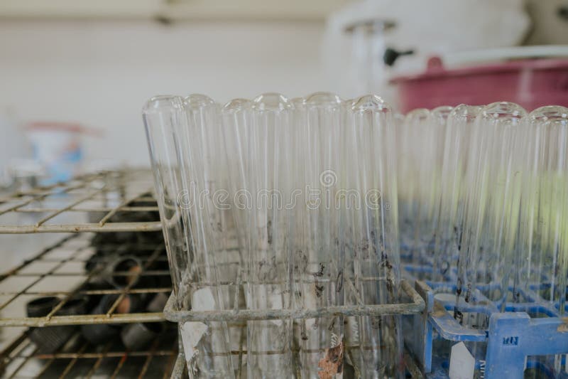 Laboratory Glassware, Such As Flasks, Test Tubes with Different ...
