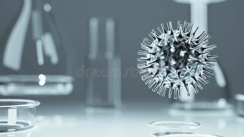 Transparent Virus Model Rotating in Laboratory Setting Stock Footage ...