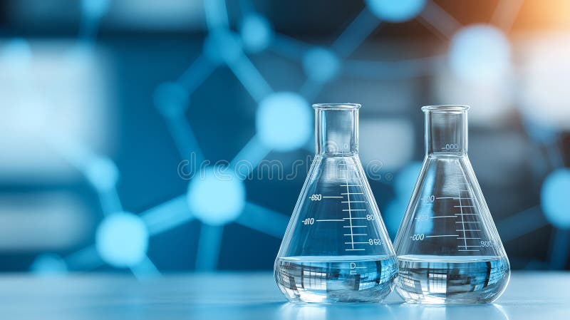 Laboratory Glassware with Water in Beakers and Flasks Showcasing ...