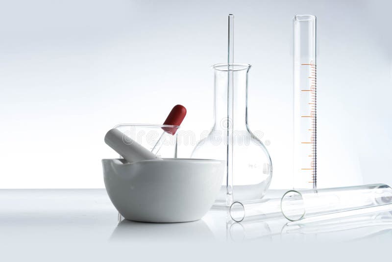 Laboratory Glassware with Water and Empty Stock Image - Image of ...
