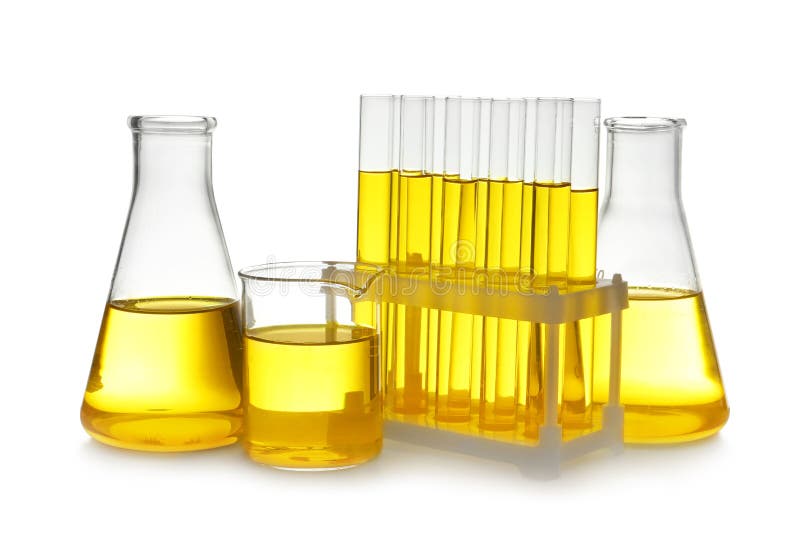 Beaker with Yellow Liquid Isolated Stock Image - Image of biotech ...