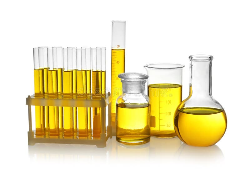 Beaker with Yellow Liquid Isolated Stock Image - Image of biotech ...
