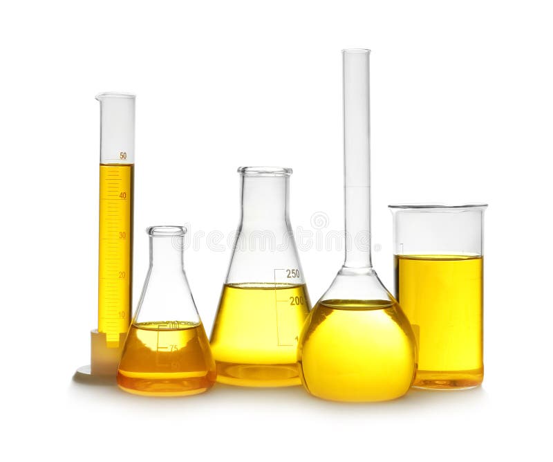 Beaker with Yellow Liquid Isolated Stock Image - Image of biotech ...