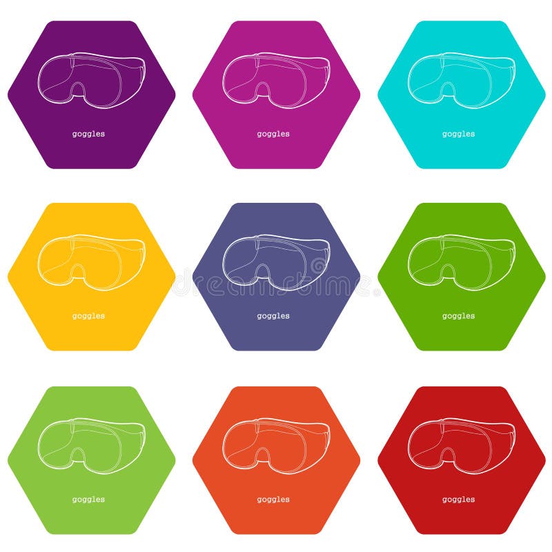 Laboratory Goggles Icons Set 9 Vector Stock Vector - Illustration of ...
