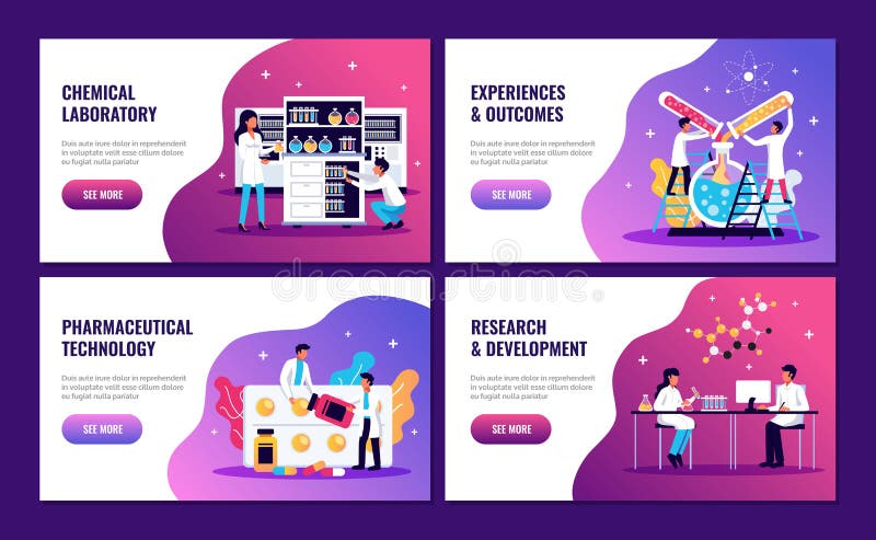 Laboratory Horizontal Banners Set Stock Vector - Illustration of ...