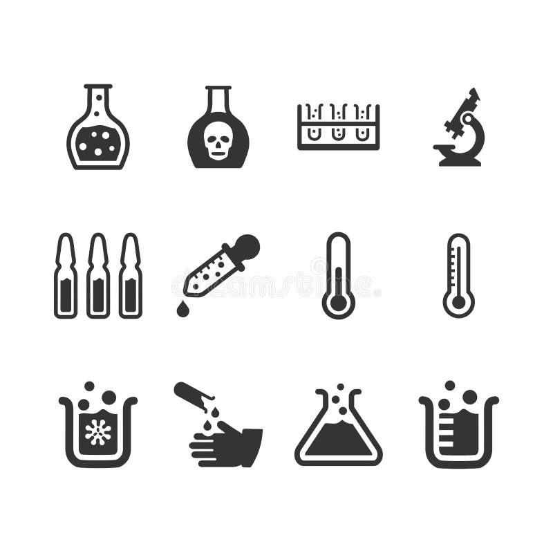 Laboratory Icons - Gray Version Stock Vector - Illustration of chemical ...