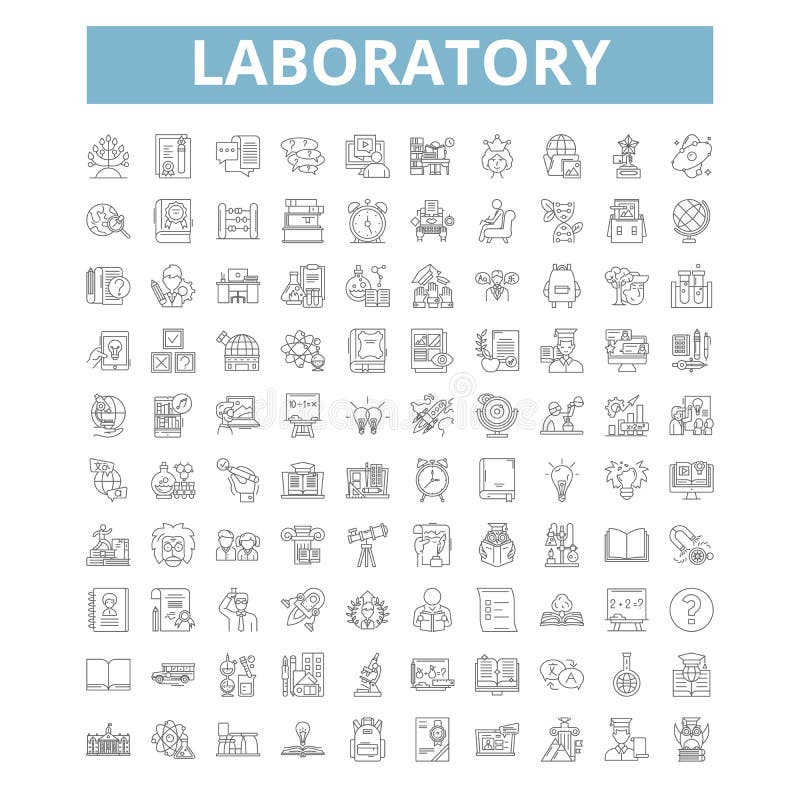 Laboratory Icons, Line Symbols, Web Signs, Vector Set, Isolated ...