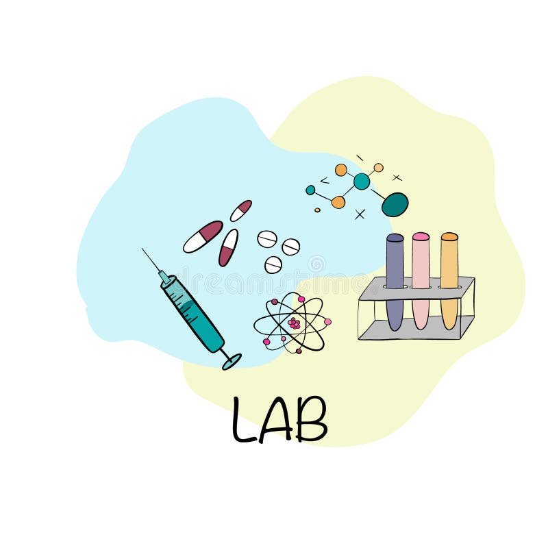 Laboratory Illustration with Injection Pills Chemical Test Stock Vector ...