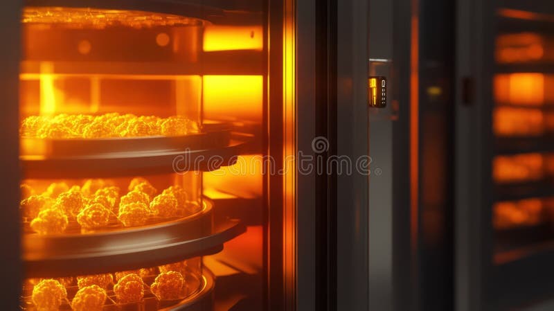Laboratory Incubator Processing Biological Samples Under Orange Light ...