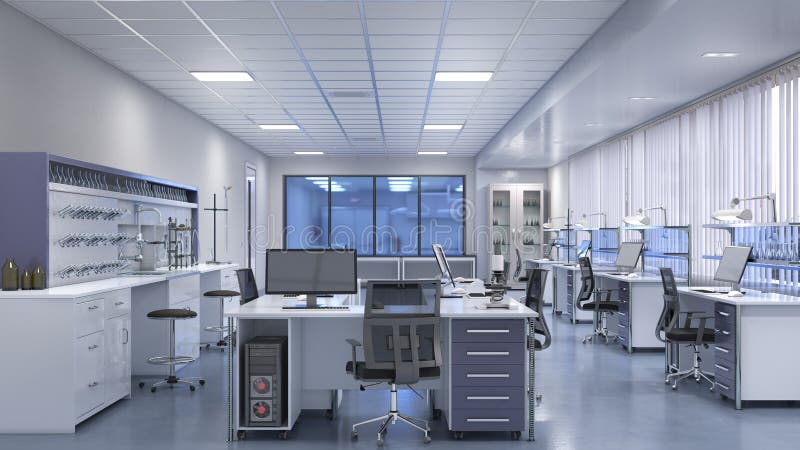 Laboratory Interior. 3d Illustration Stock Illustration - Illustration ...