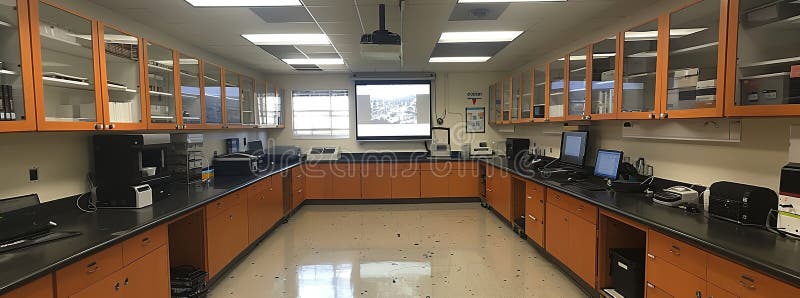 Laboratory Interior Design stock illustration. Illustration of cabinets ...