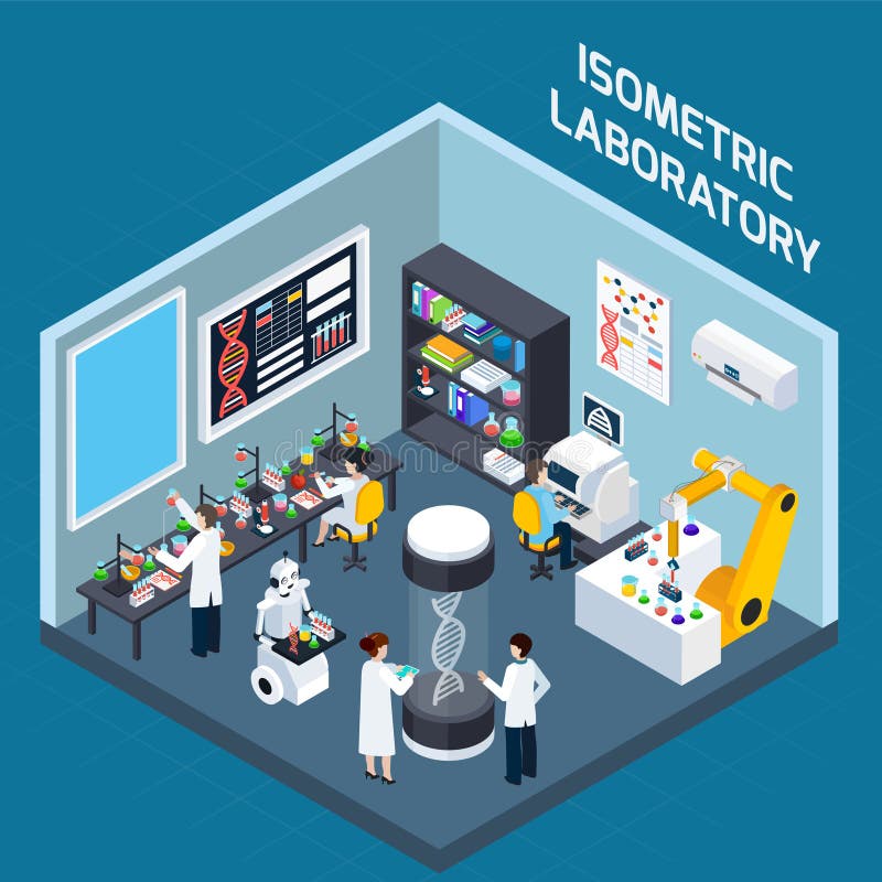 Isometric Flat 3D Concept Interior Of Science Laboratory. Stock ...