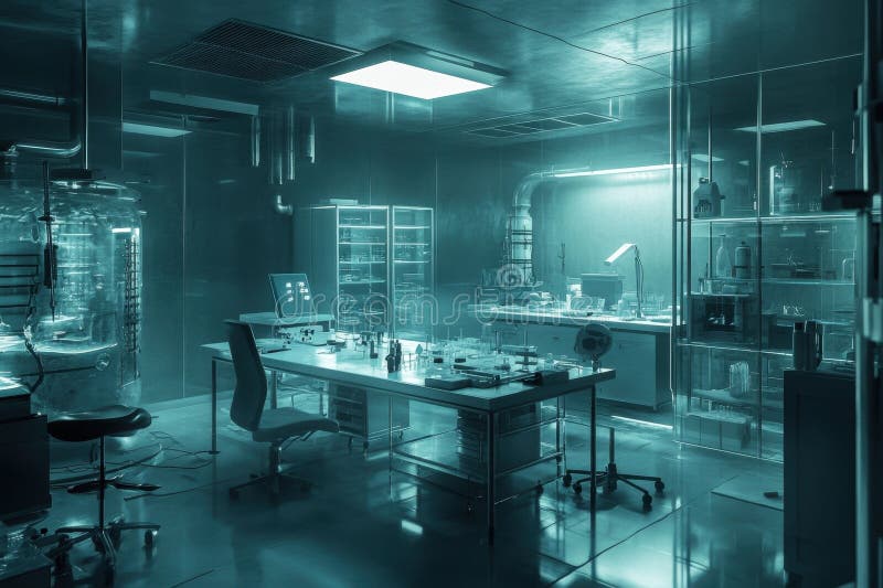 Laboratory Interior with Modern Equipment and Eerie Lighting Effects at ...