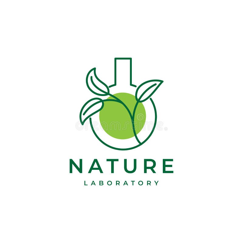 Laboratory Lab Glass with Leaves Logo Design Stock Vector ...