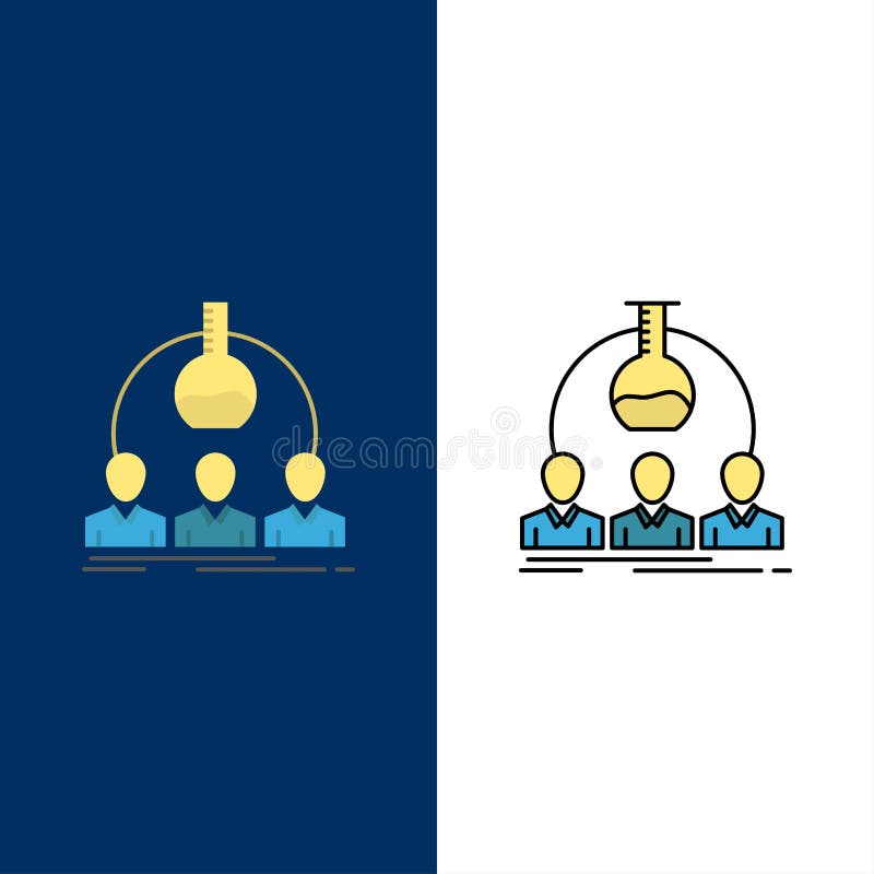 Laboratory, Lab, Man, Experiment, Scientist Icons. Flat and Line Filled ...