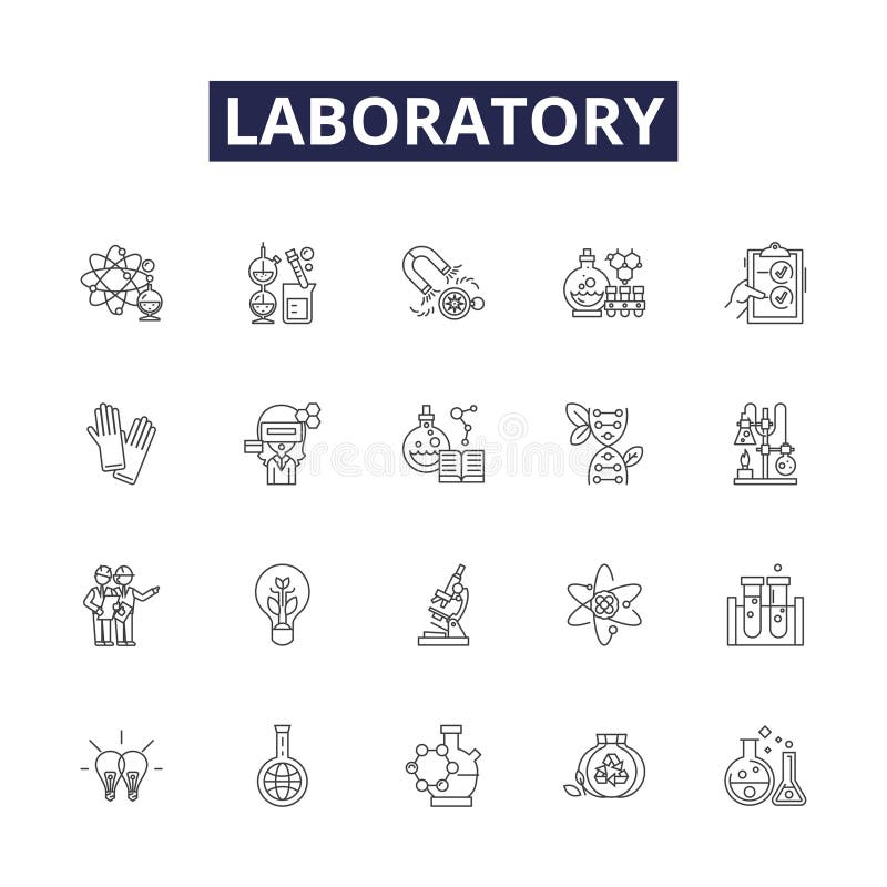 Laboratory Line Vector Icons and Signs. Experiment, Test, Research ...