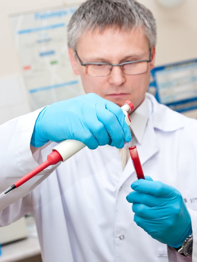Laboratory Man Blood Testing Stock Image - Image of healthcare, testing ...