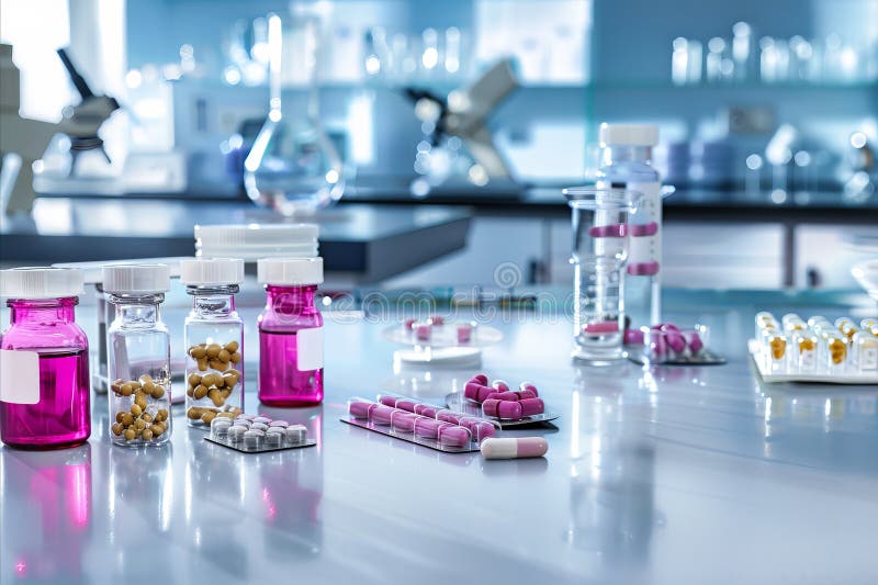 A Laboratory with Many Different Bottles and Containers Stock Image ...