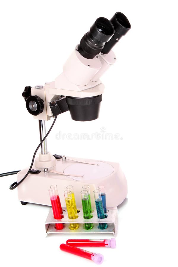Laboratory Metal Microscope and Test Tubes Stock Photo - Image of ...