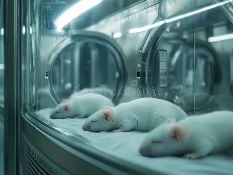 Laboratory Mice in Clean Transparent Cage for Scientific Research and ...