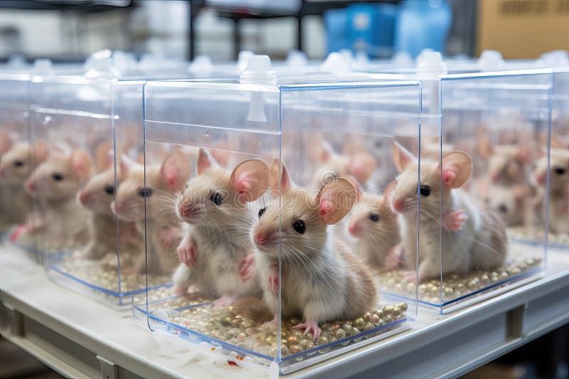 Laboratory Mice with Plastic Containers. Stock Illustration ...