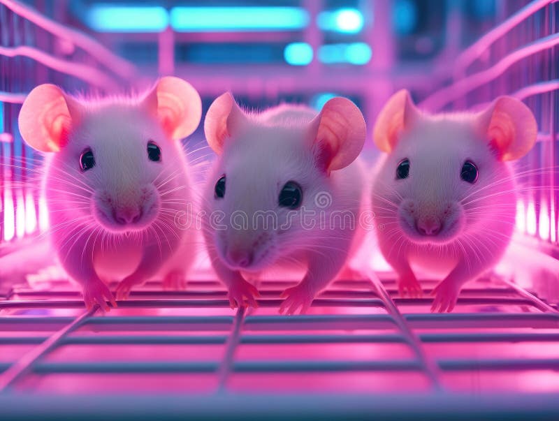 Laboratory Mice in Sterile Environment with Vibrant Lighting for ...