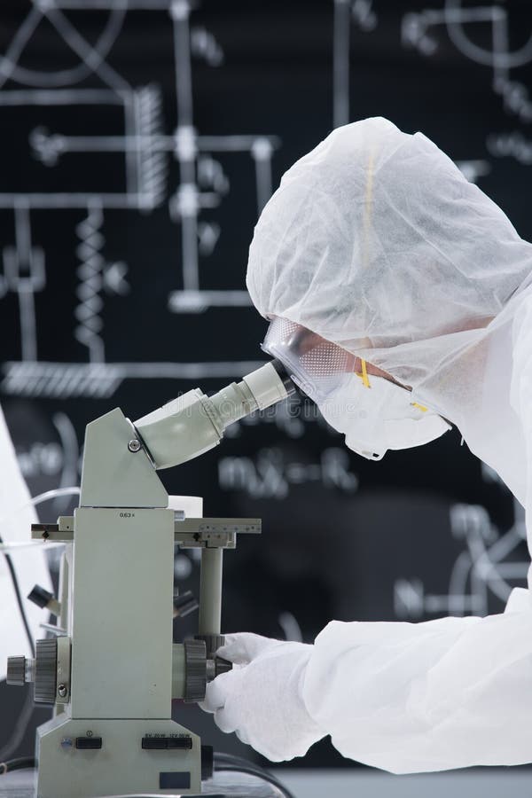 Laboratory Microscope Analysis Stock Photo - Image of costume ...