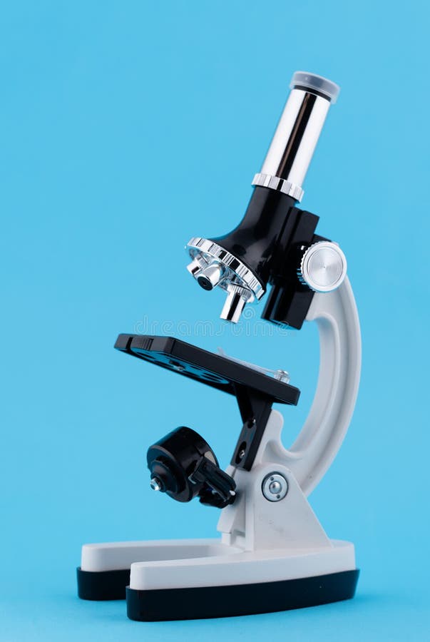Laboratory Microscope on Blue Background Stock Image - Image of ...