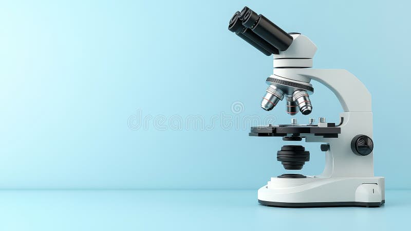 Laboratory Microscope on Blue Background, Scientific Instrument for ...