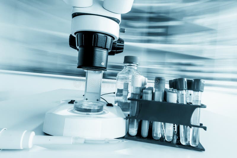 Laboratory Microscope with Blurred Background Stock Photo - Image of ...
