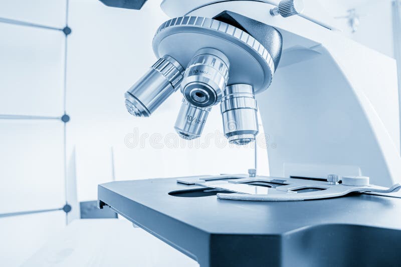 Microscope in the Chemistry Classroom Stock Image - Image of laboratory ...
