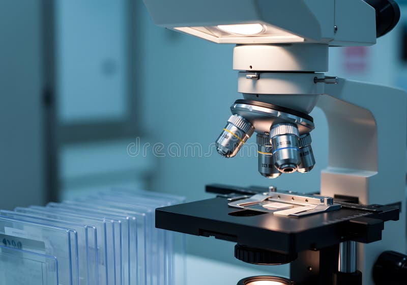 Laboratory Microscope Closeup Stock Illustration - Illustration of ...